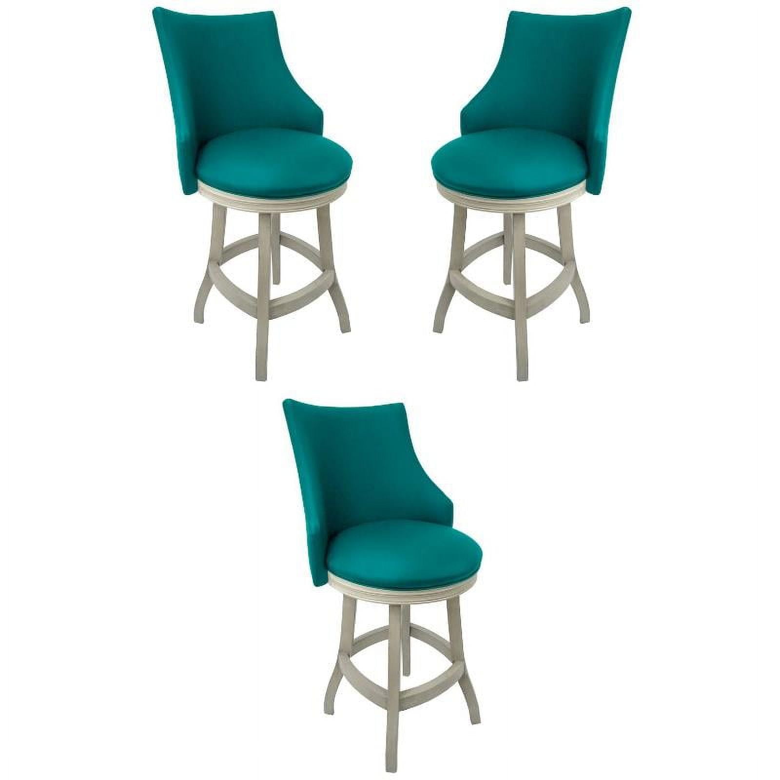 Home Square 26" Wood Counter Stool in Teal Blue & White - Set of 3 ...