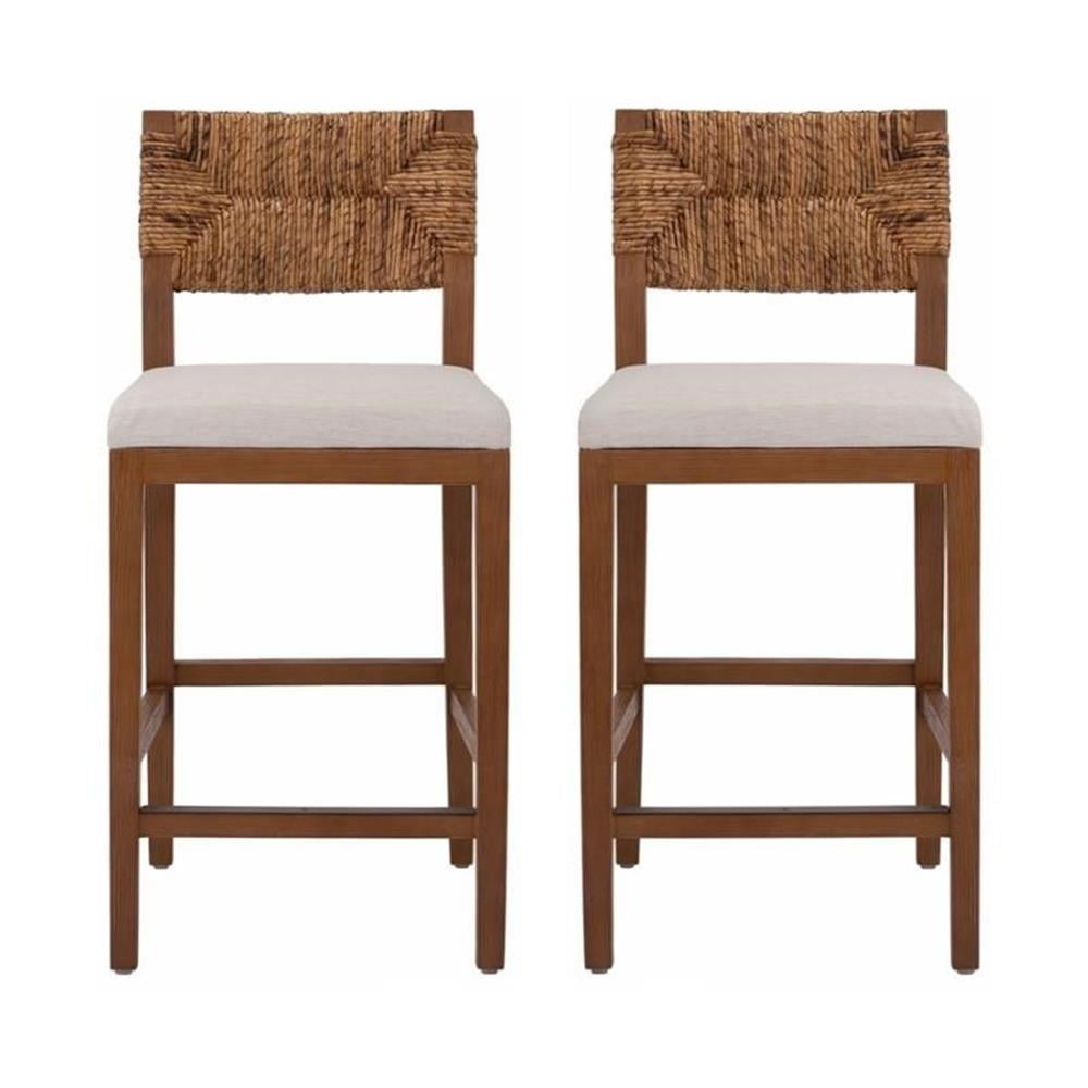 "Home Square 27"" Height Seat Abaca Counter Stool with Wooden Legs in ...