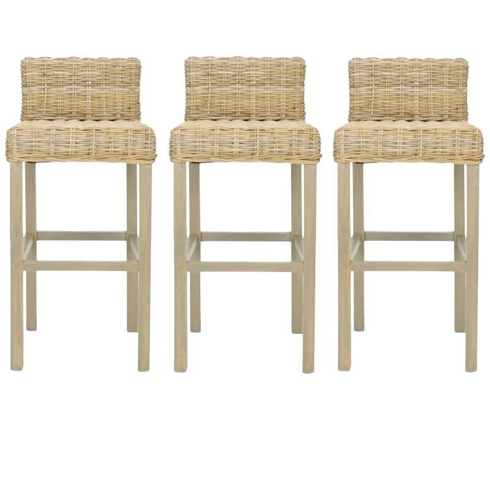 Home Square Wooden Bar Stools, 29.5" Height, Mango Wood in Beige - Set ...