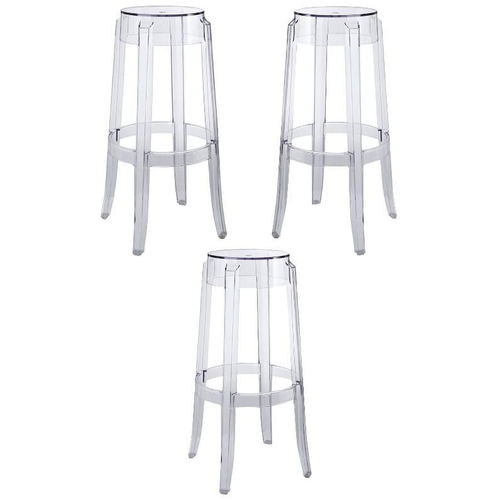 Home Square 29.5" Polycarbonate Bar Stool in Clear - Set of 3 - Walmart.com