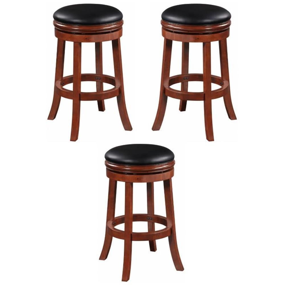 Home Square 29" Backless Swivel Stool in Cherry Finish - Set of 3 ...