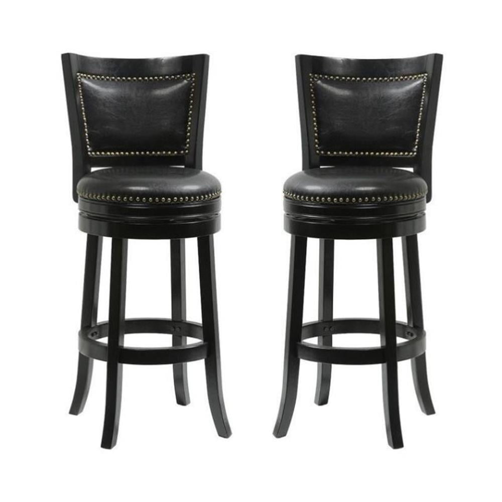 Home Square 29" Bristol Swivel Bar Stool in Black - Set of 2 - Walmart.com
