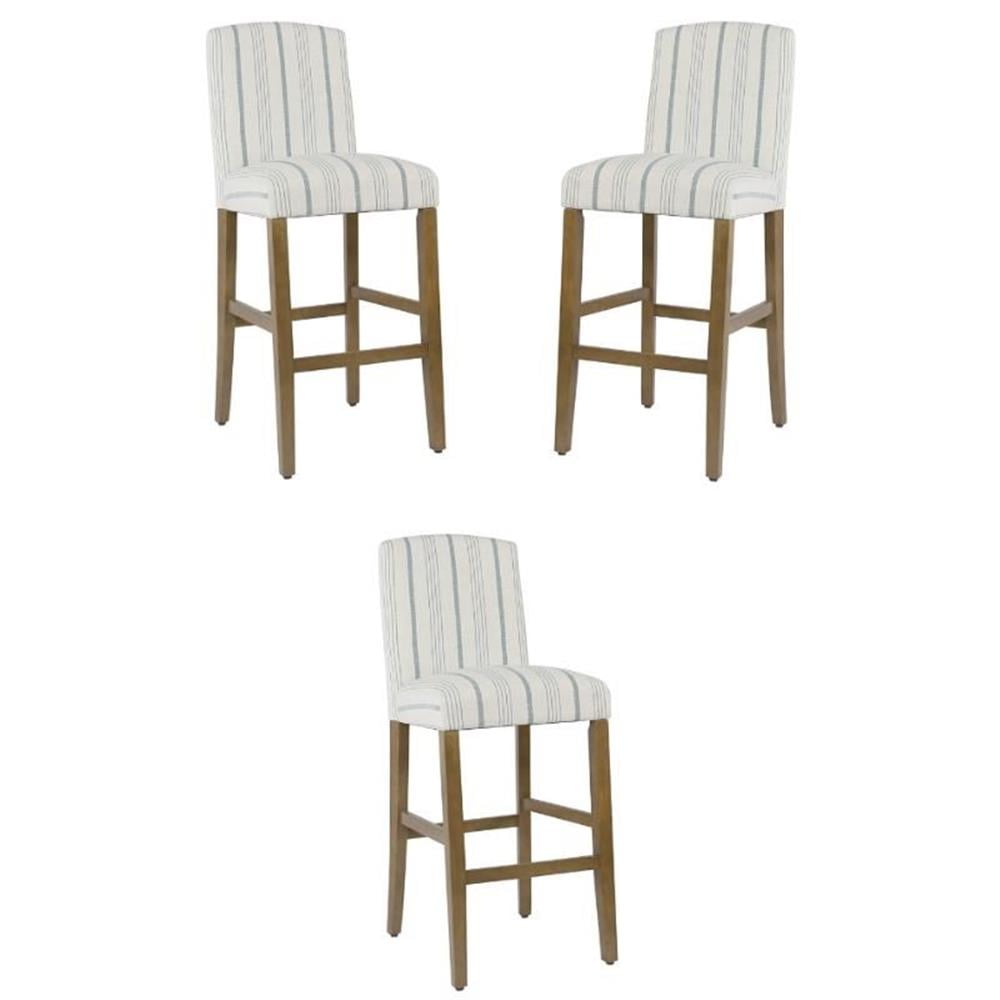 Home Square 29" Fabric Barstool with High Back in Blue Calypso - Set of 3 - Walmart.com