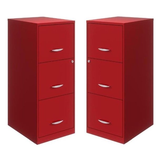 Home Square 3 Drawer Metal Vertical Filing Cabinet Set in Lava Red (Set ...