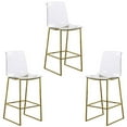Home Square 3 Piece Polycarbonate Counter Stool Set in Gold Metal ...