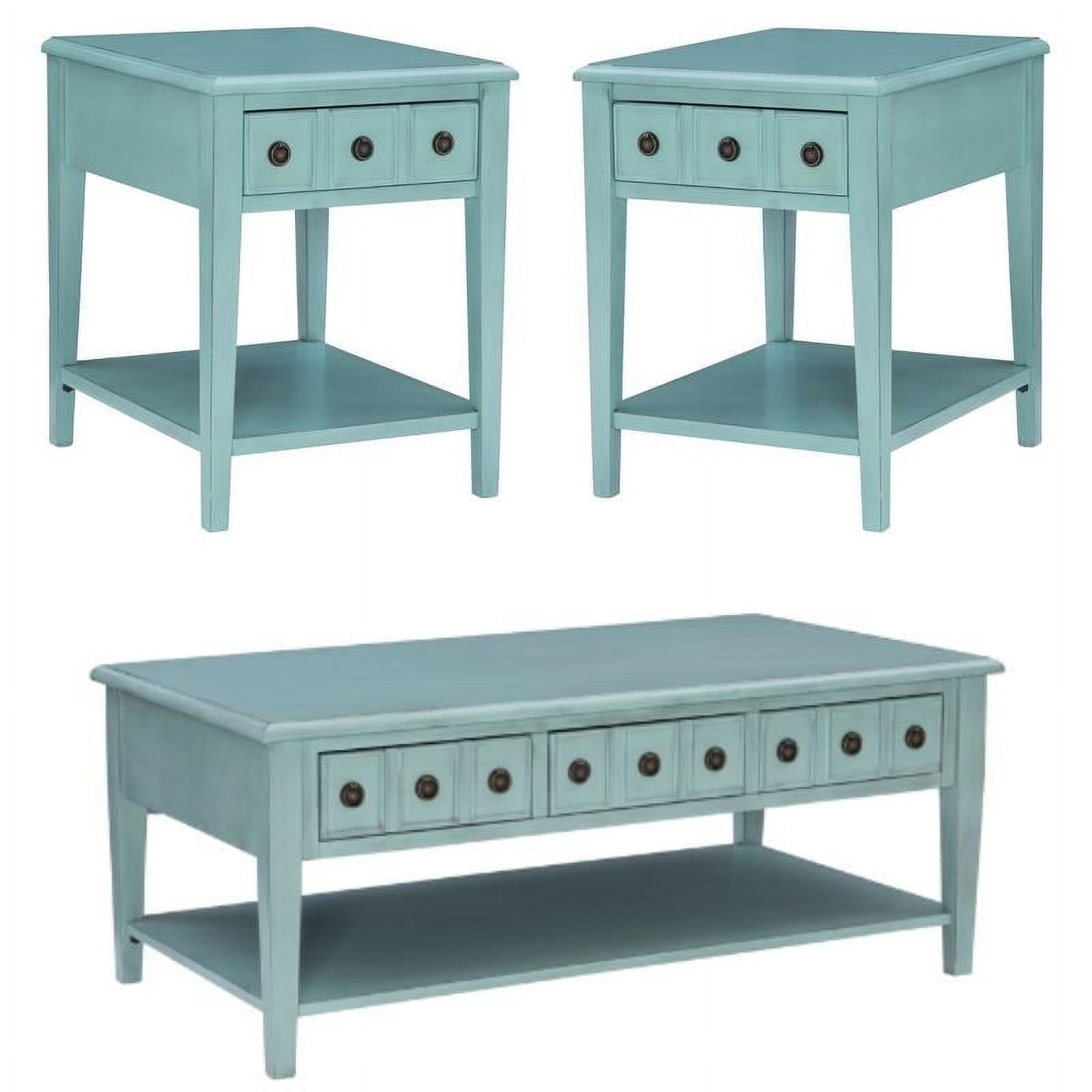 Home Square 3-Piece Set with 2 Accent Tables and Coffee Table in Teal ...