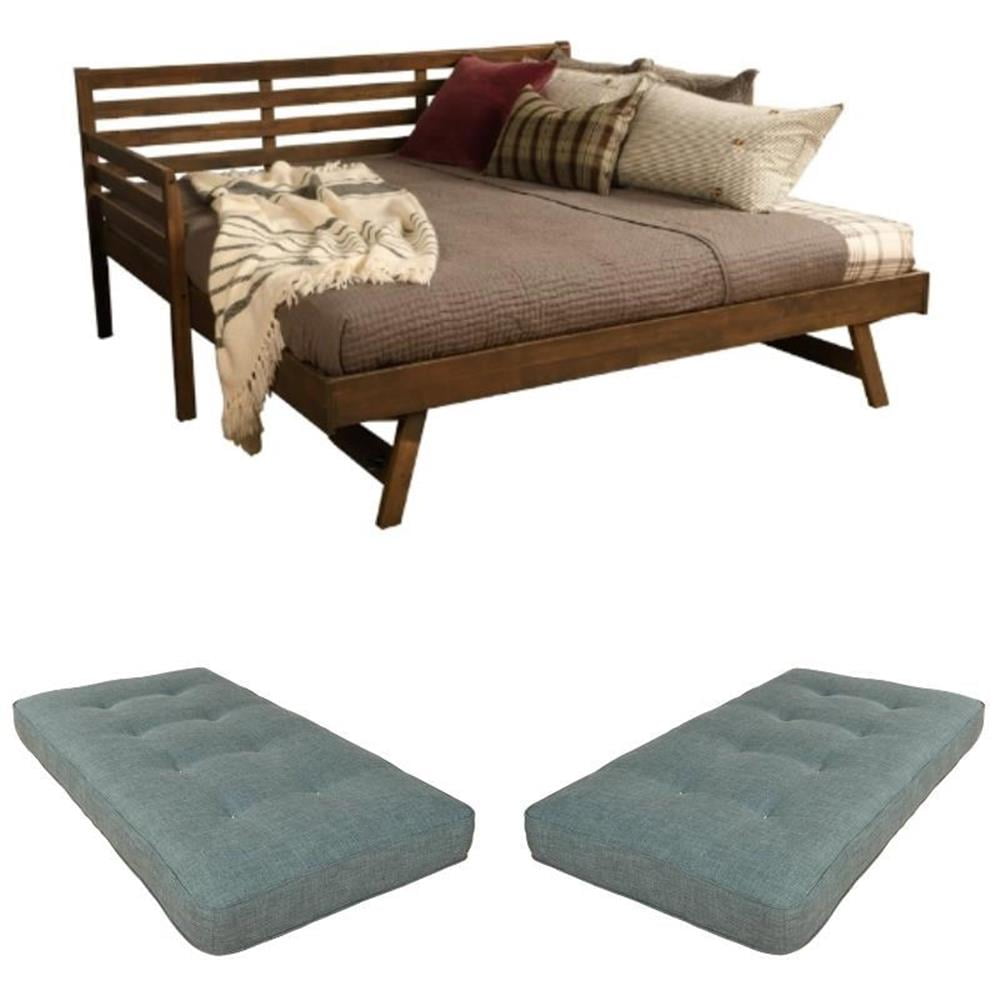 Home Square 3-Piece Set with 2 Daybed Mattresses & Daybed in Walnut ...