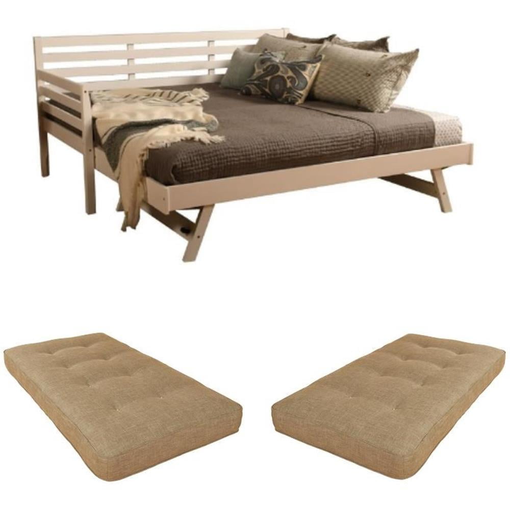 Home Square 3-Piece Set with 2 Daybed Mattresses and Daybed in White ...