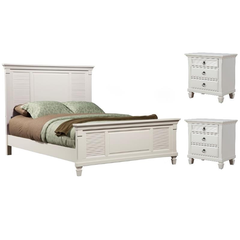 Home Square 3-Piece Set with 2 Nightstands & King Wood Shutter Panel ...