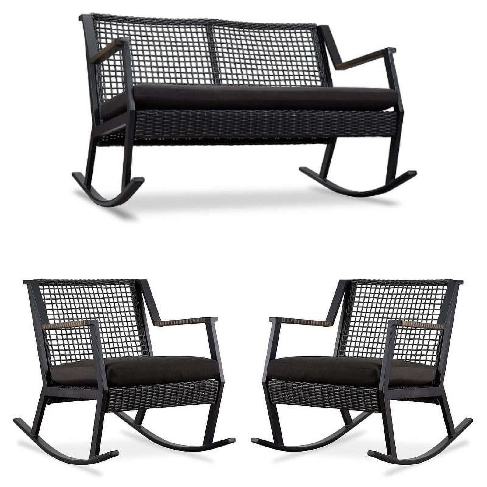 Home Square 3-Piece Set with 2 Patio Rocker Chairs & Patio Rocker Bench ...