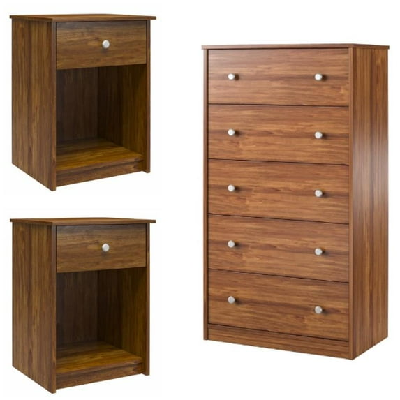 Home Square 3-Piece Set with 5 Drawer Dresser and 2 Nightstands in ...