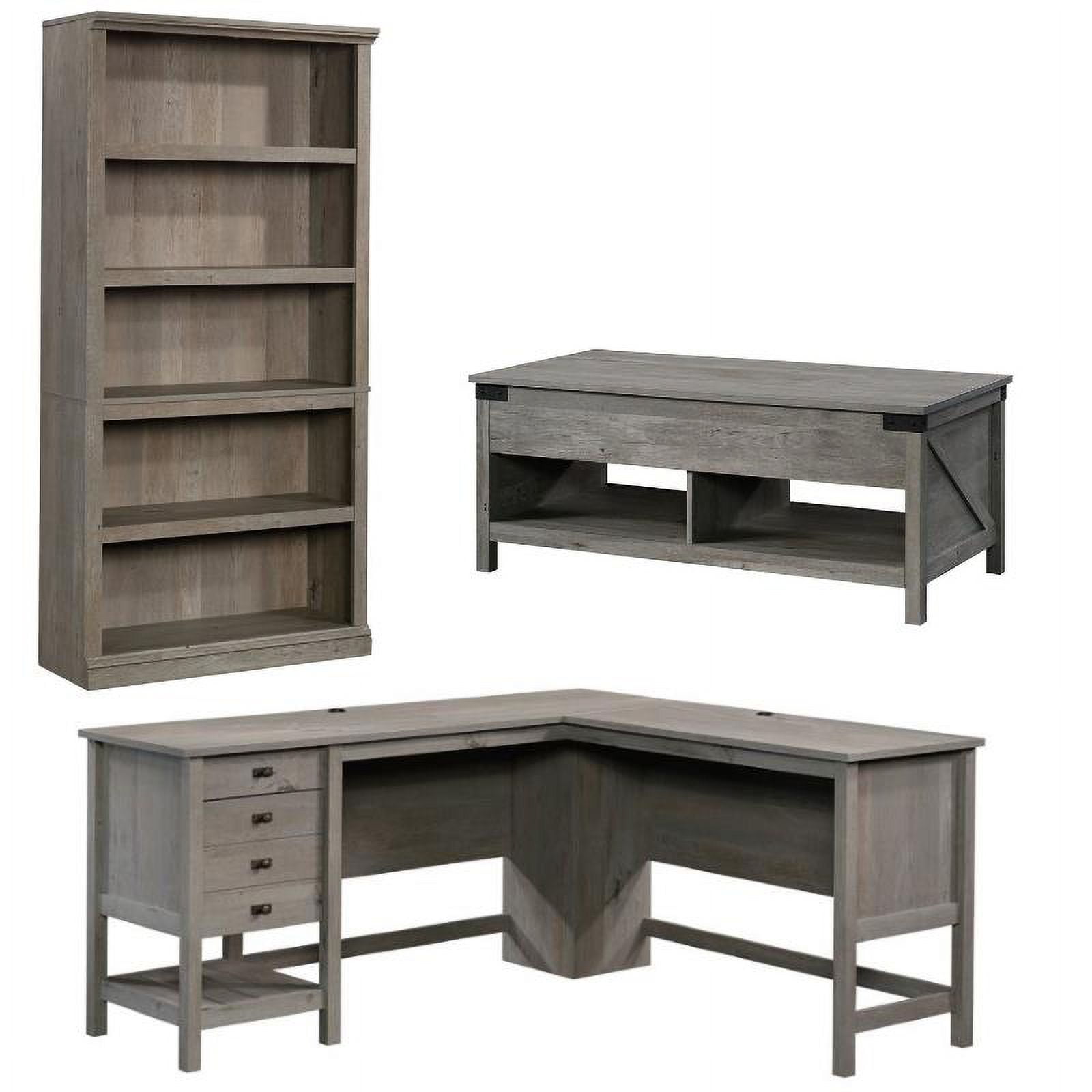 Home Square 3 Piece Set with 5-shelf Bookcase Coffee Table and Computer ...