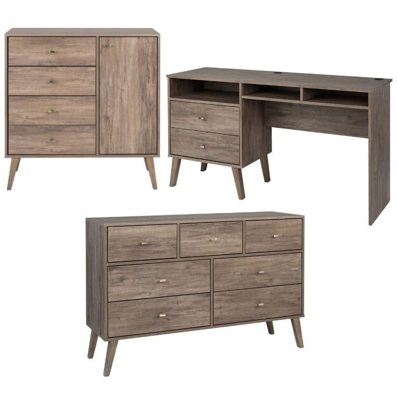 Home Square 3-Piece Set with 7-Drawer Dresser Computer Desk & 4-Drawer ...