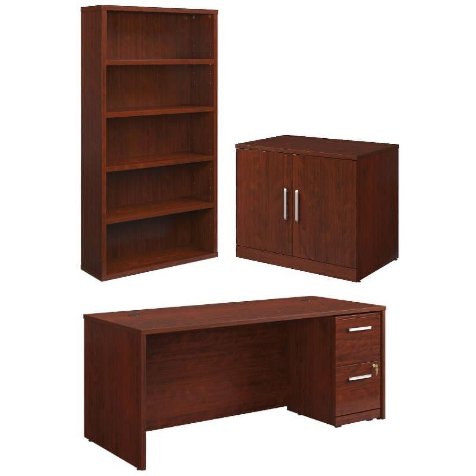 Home Square 3-Piece Set with 72" x 30" Desk Storage Cabinet & 5-Shelf ...
