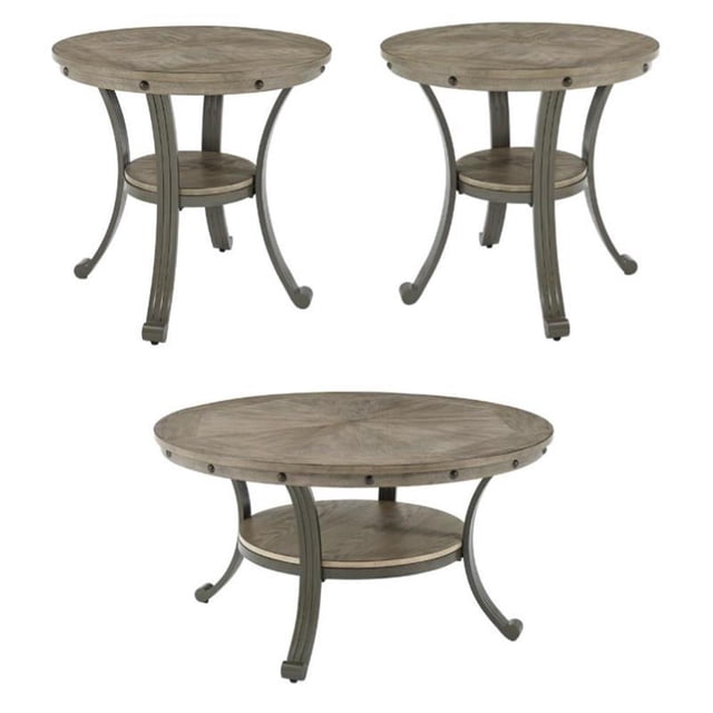Home Square 3-Piece Set with Coffee Table and 2 Accent Tables in Pewter ...
