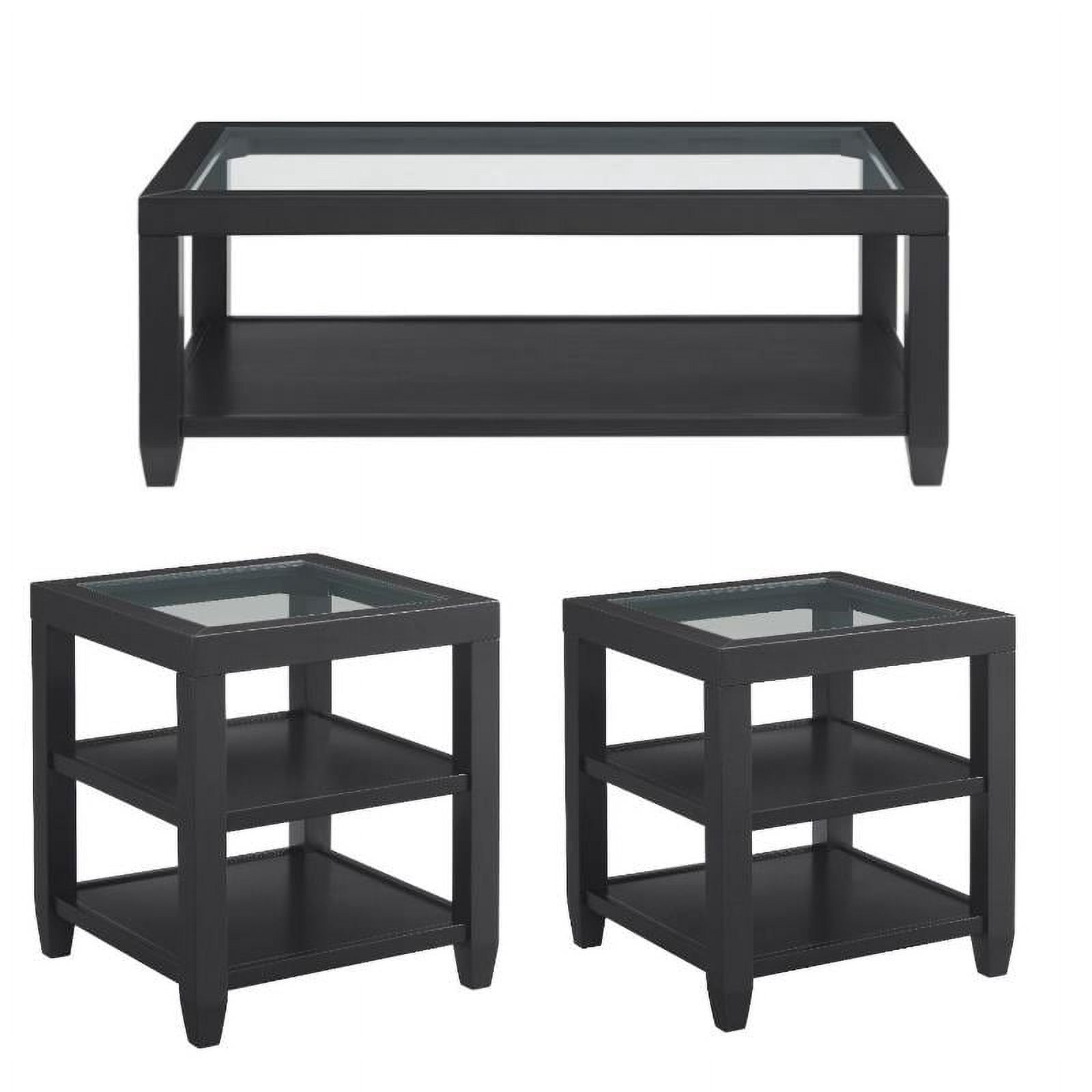 Home Square 3 Piece Set with Coffee Table and 2 End Tables in Black ...