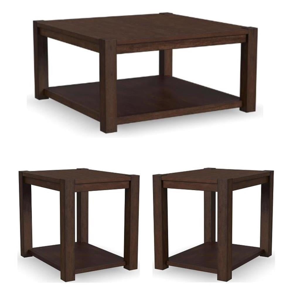 Home Square 3-Piece Set with Coffee Table with Casters and 2 End Tables ...
