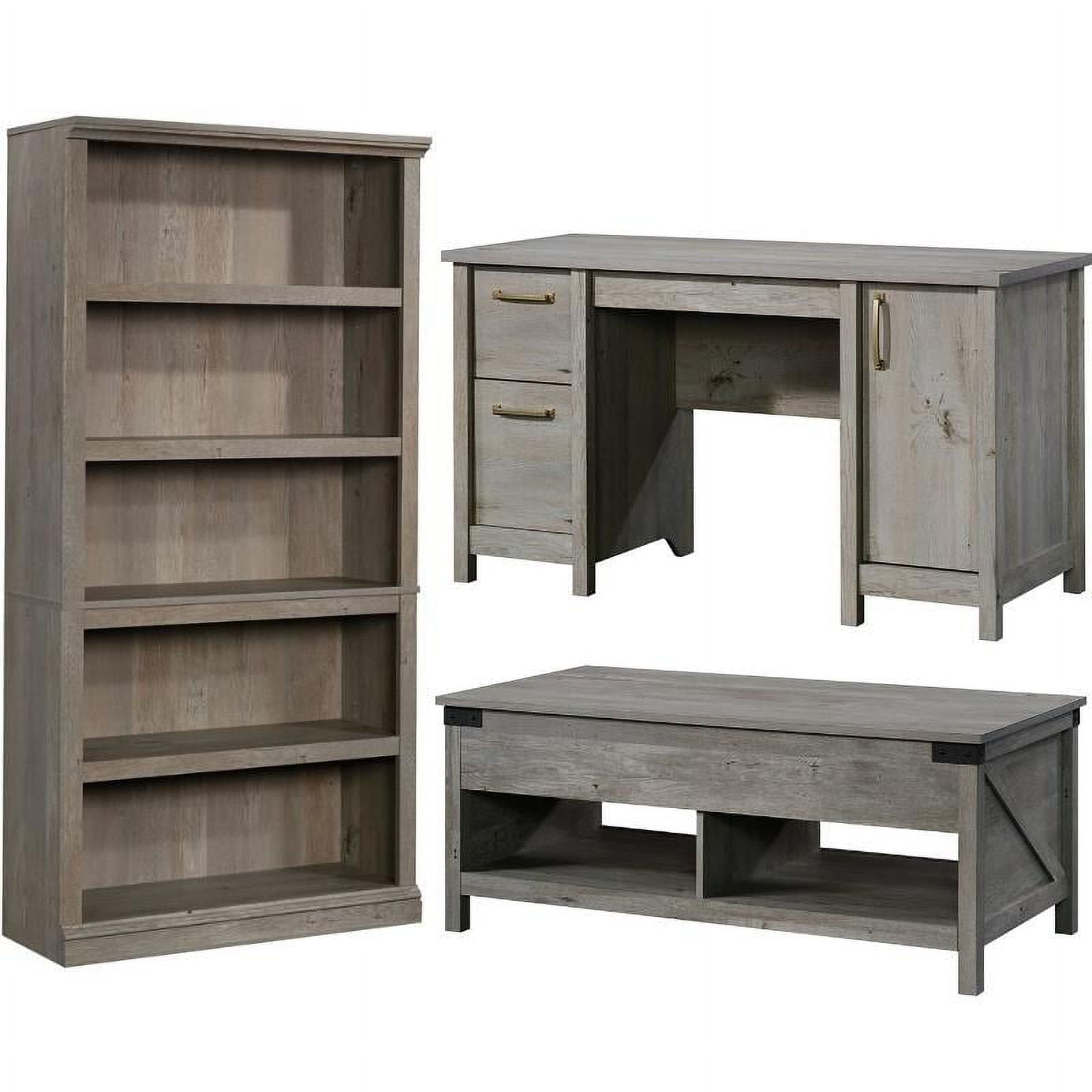 Home Square 3 Piece Set with Computer Desk 5-Shelf Bookcase and Coffee ...