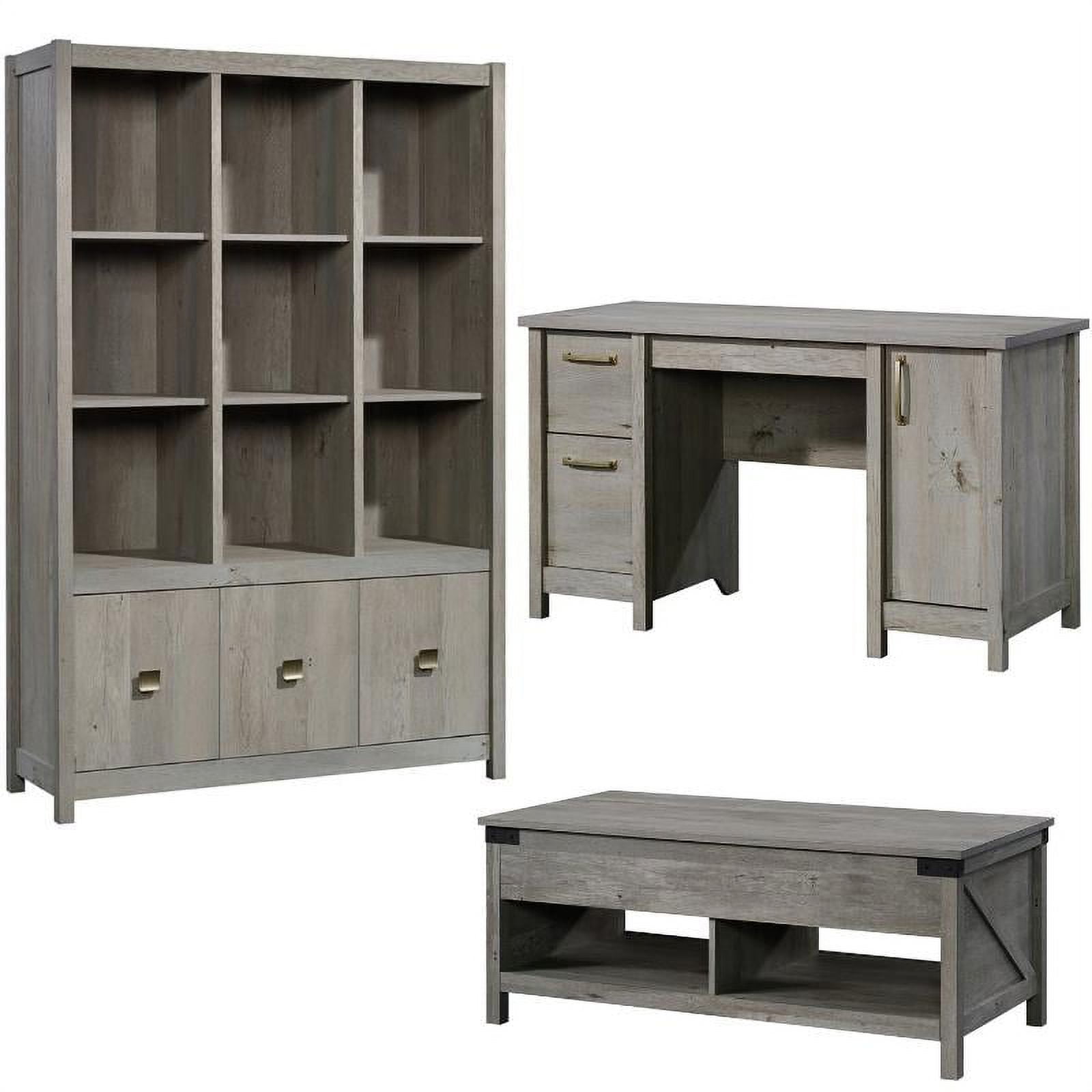 Home Square 3 Piece Set with Computer Desk 9-Cubby Bookcase and Coffee ...