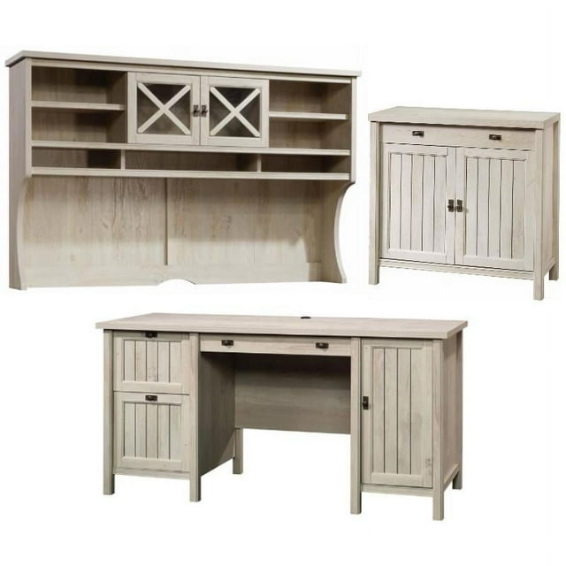Home Square 3-Piece Set with Computer Desk Large Hutch & Accent Chest ...