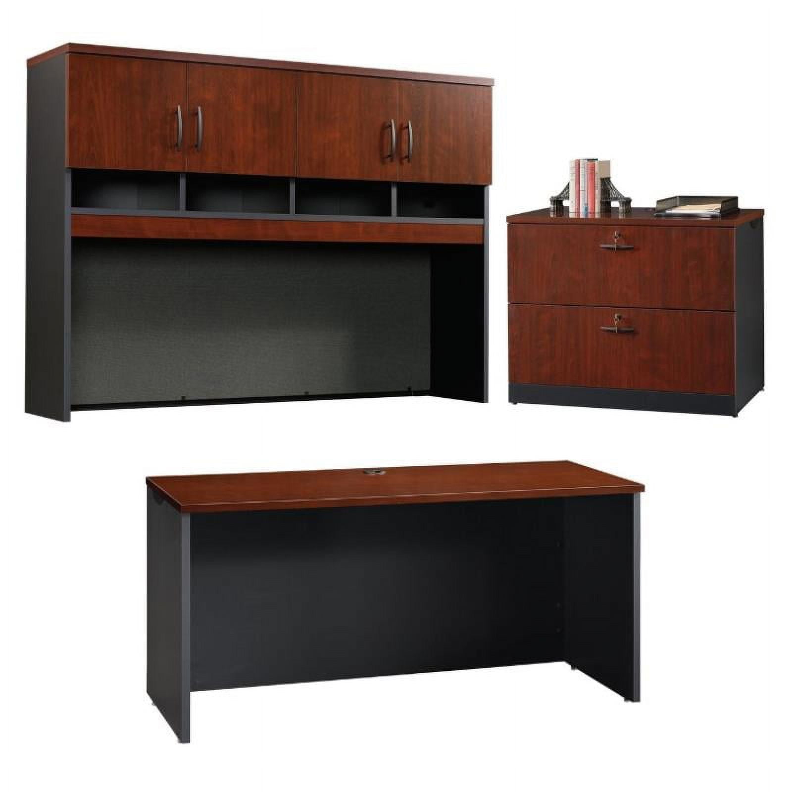 Home Square 3-Piece Set with Credenza Hutch Computer Desk & File ...