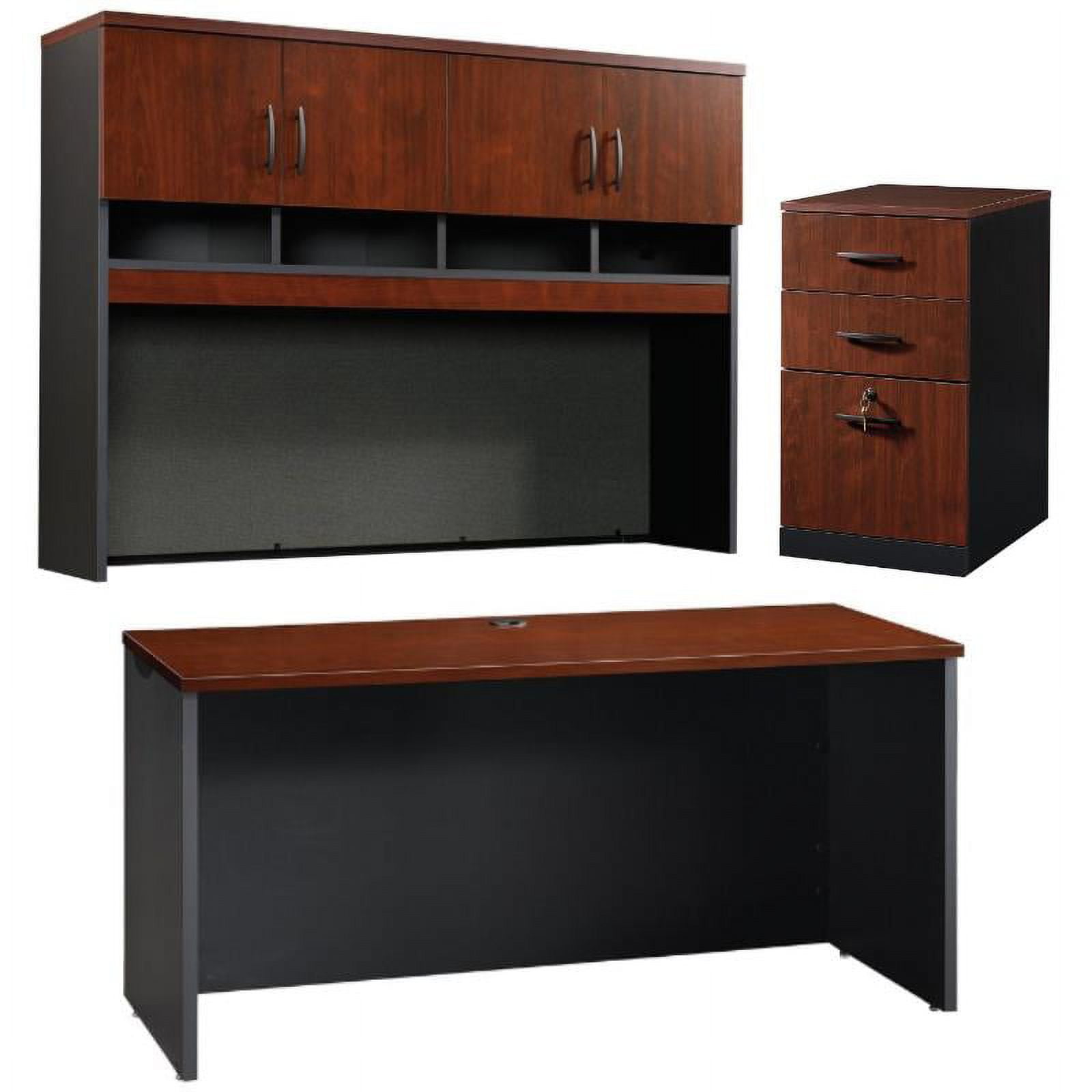 Home Square 3-Piece Set with Credenza Hutch File Cabinet & Computer ...
