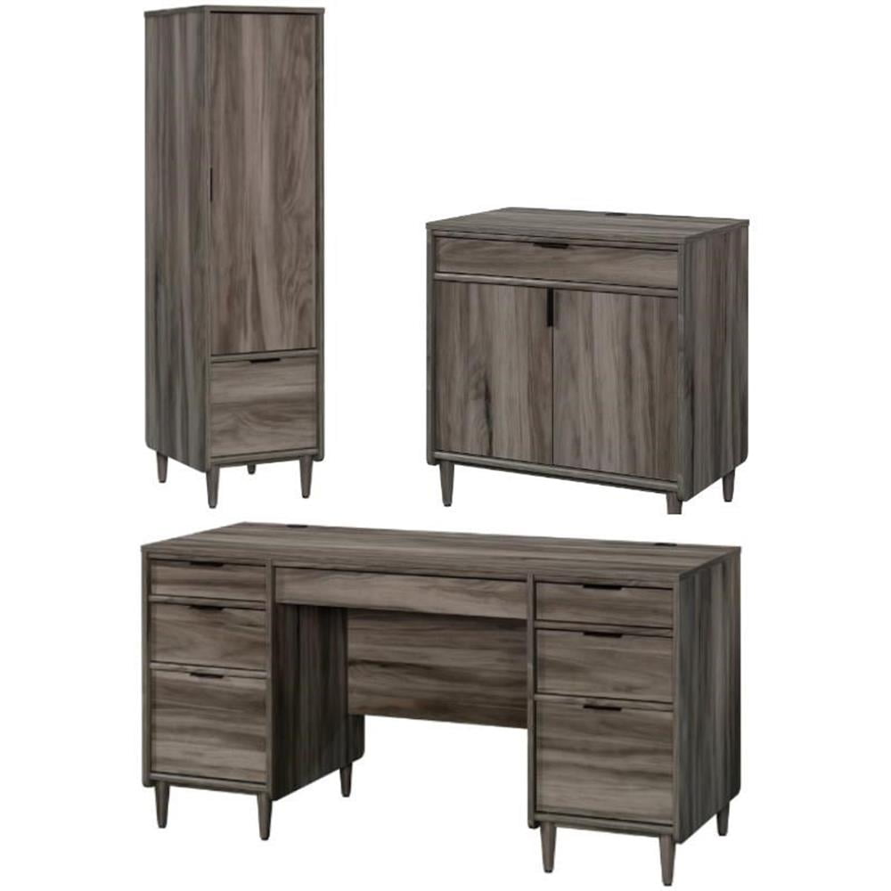 Home Square 3-Piece Set with Desk Base Storage Cabinet & Narrow Storage ...