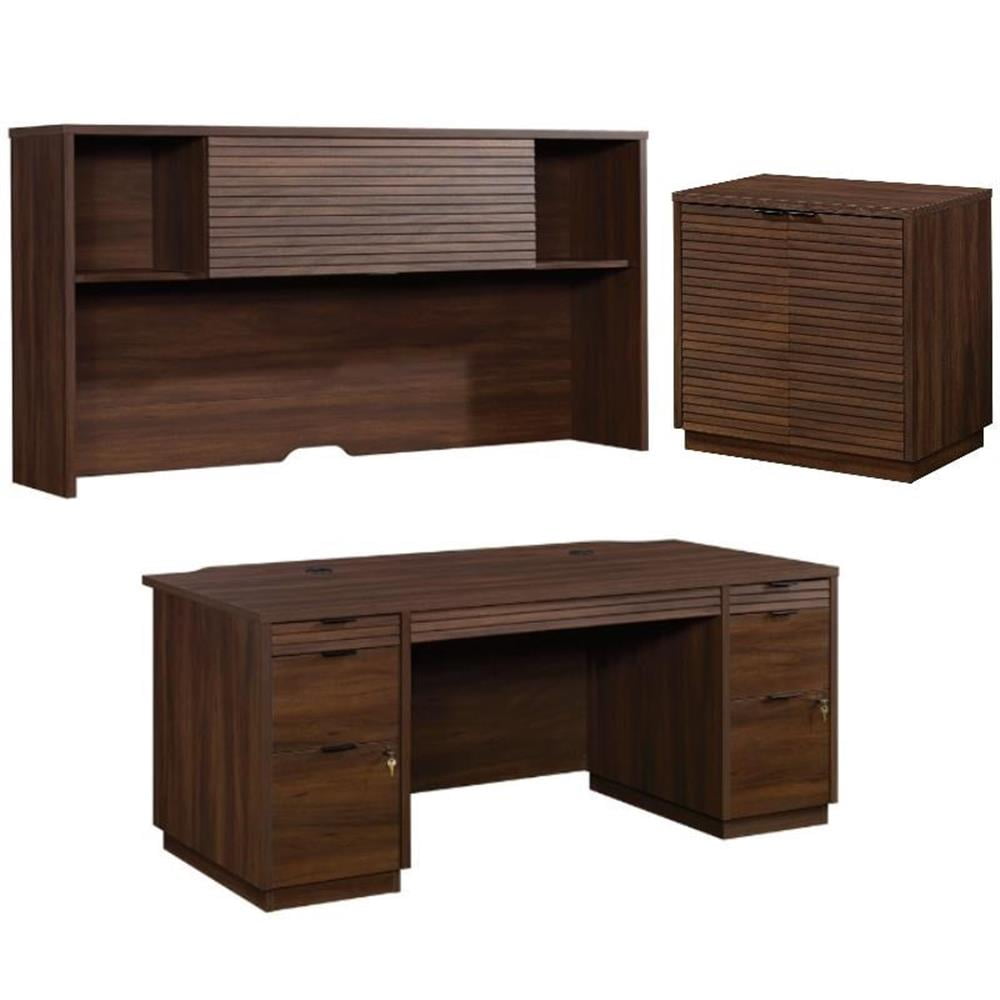 Home Square 3-Piece Set with Excutive Desk Hutch & Utility Stand Libary ...