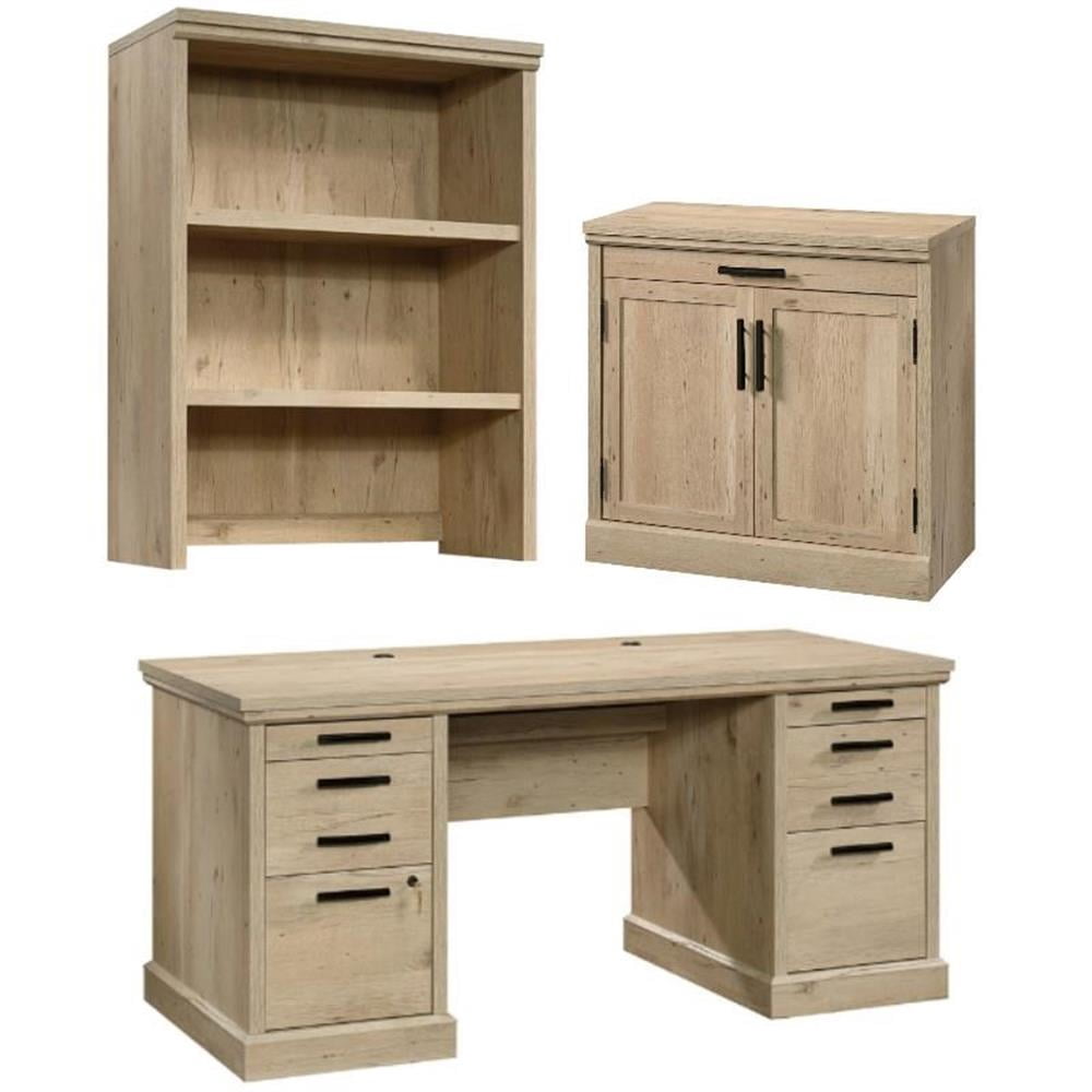 Home Square 3-Piece Set with Executive Desk Library Hutch & Base ...
