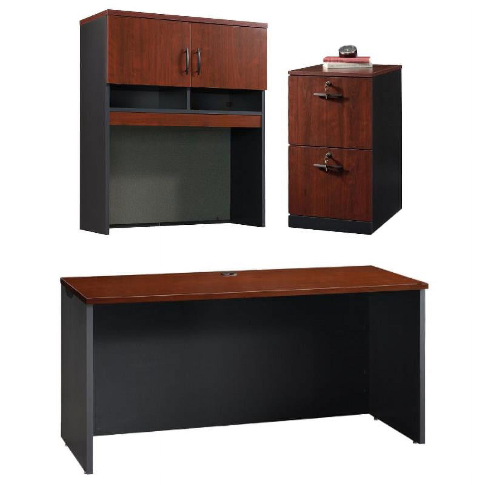 Home Square 3-Piece Set with Hutch Computer Desk & 2 Drawer File ...
