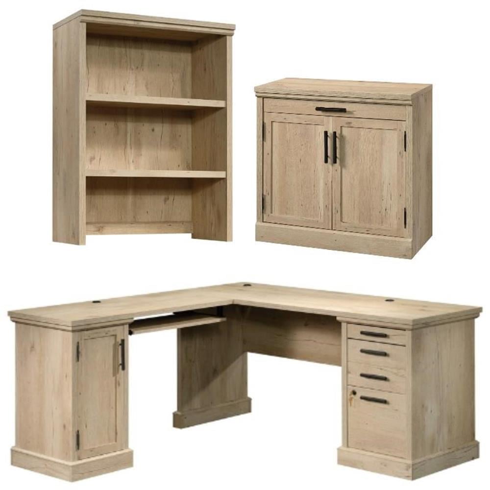 Home Square 3-Piece Set with L-Shaped Desk & Hutch & Library Base ...
