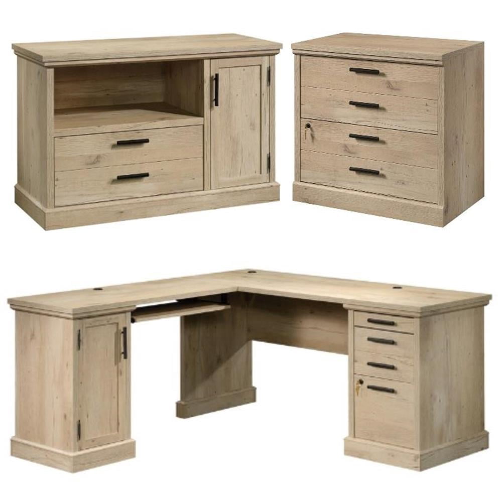 Home Square 3-Piece Set with L-Shaped Desk Lateral File Cabinet ...