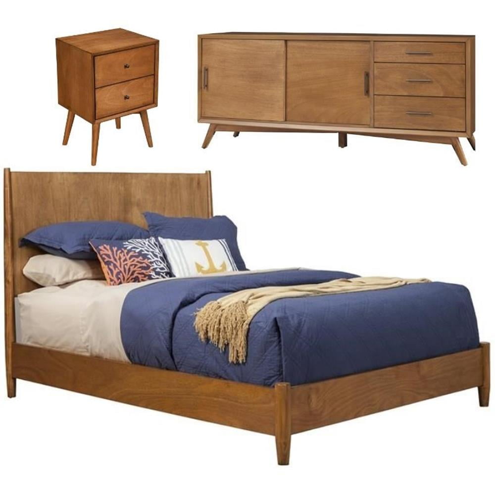 Home Square 3 Piece Set with Large TV Console King Wood Panel Bed ...
