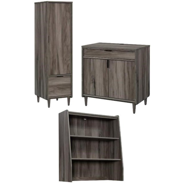 Home Square 3-Piece Set with Library Base Cabinet Hutch & Narrow ...