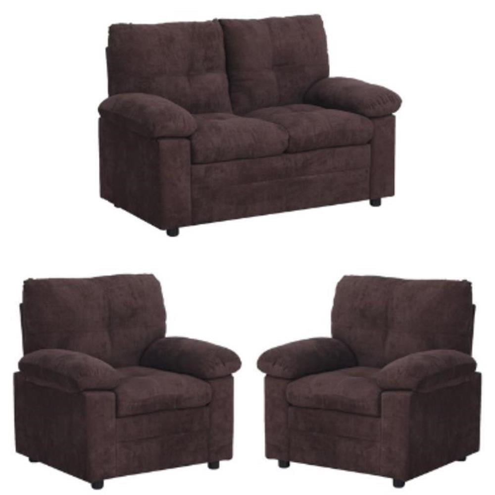 Home Square Plaencia 3-Piece Living Room Set with Linen Loveseat and 2 ...