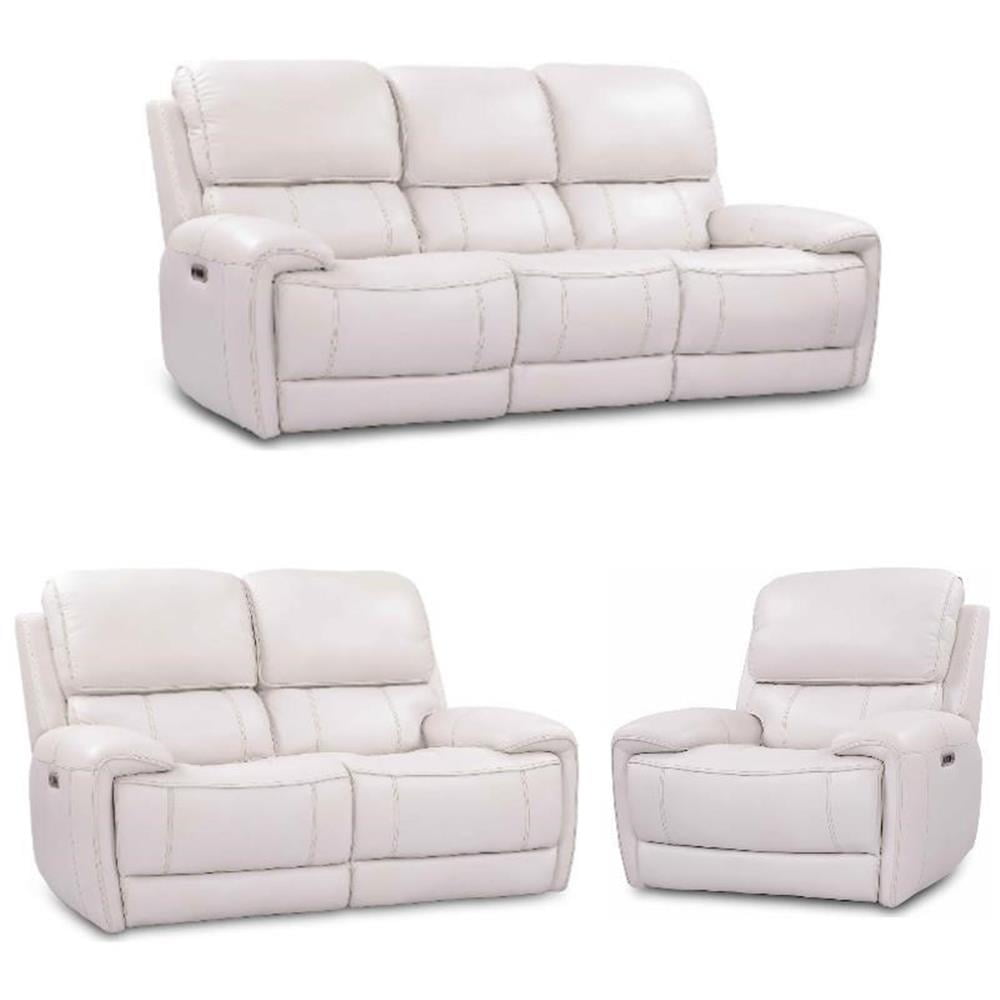Home Square 3-Piece Set with Power Recliner & Loveseat & Sofa in Ivory ...