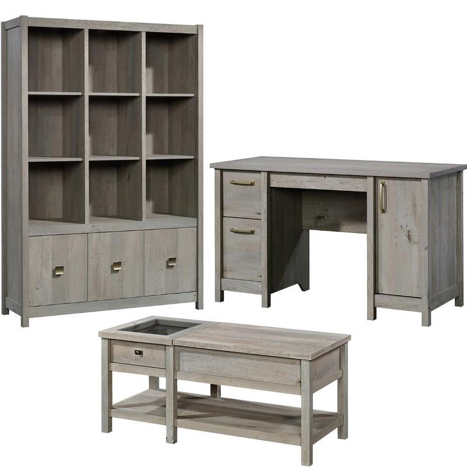 Home Square 3 Piece Set with Wood Desk 9-Cubby Bookcase and Coffee ...