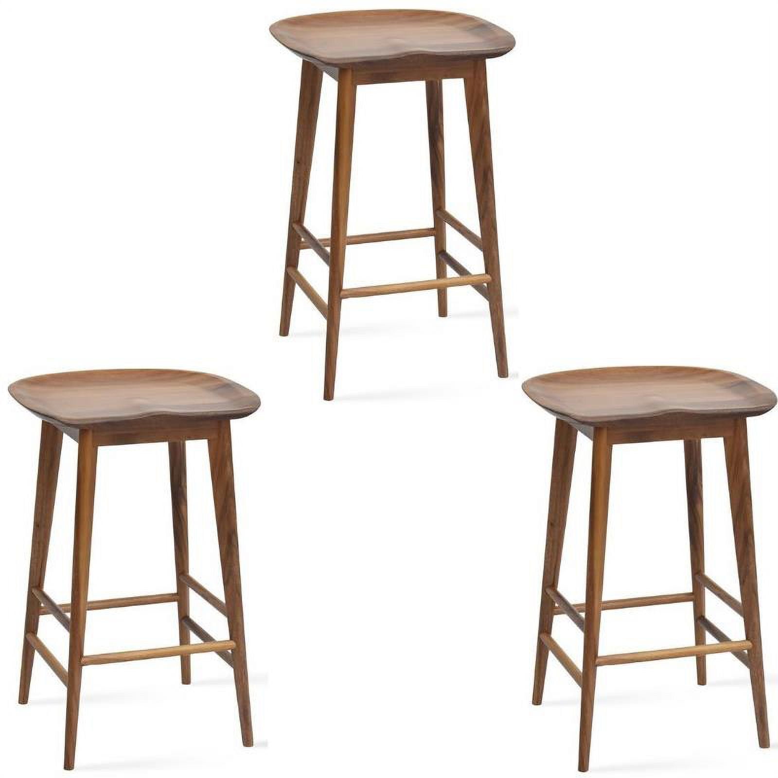 Home Square 3 Piece Solid Acacia Wood Counter Stool Set in Natural ...