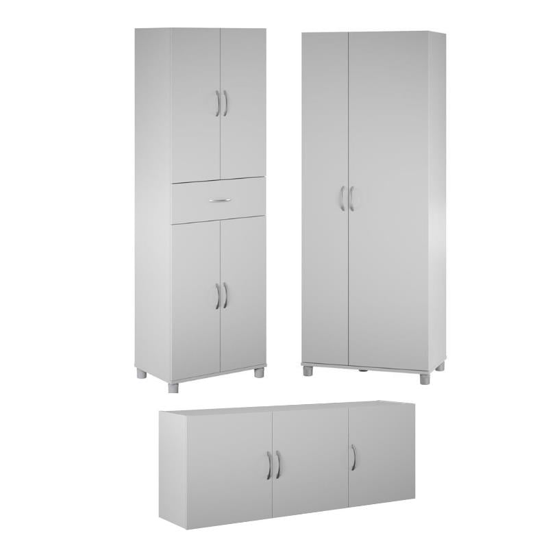 Home Square 3-Piece Storage Set with Tall Asymmetrical Storage Cabinet ...