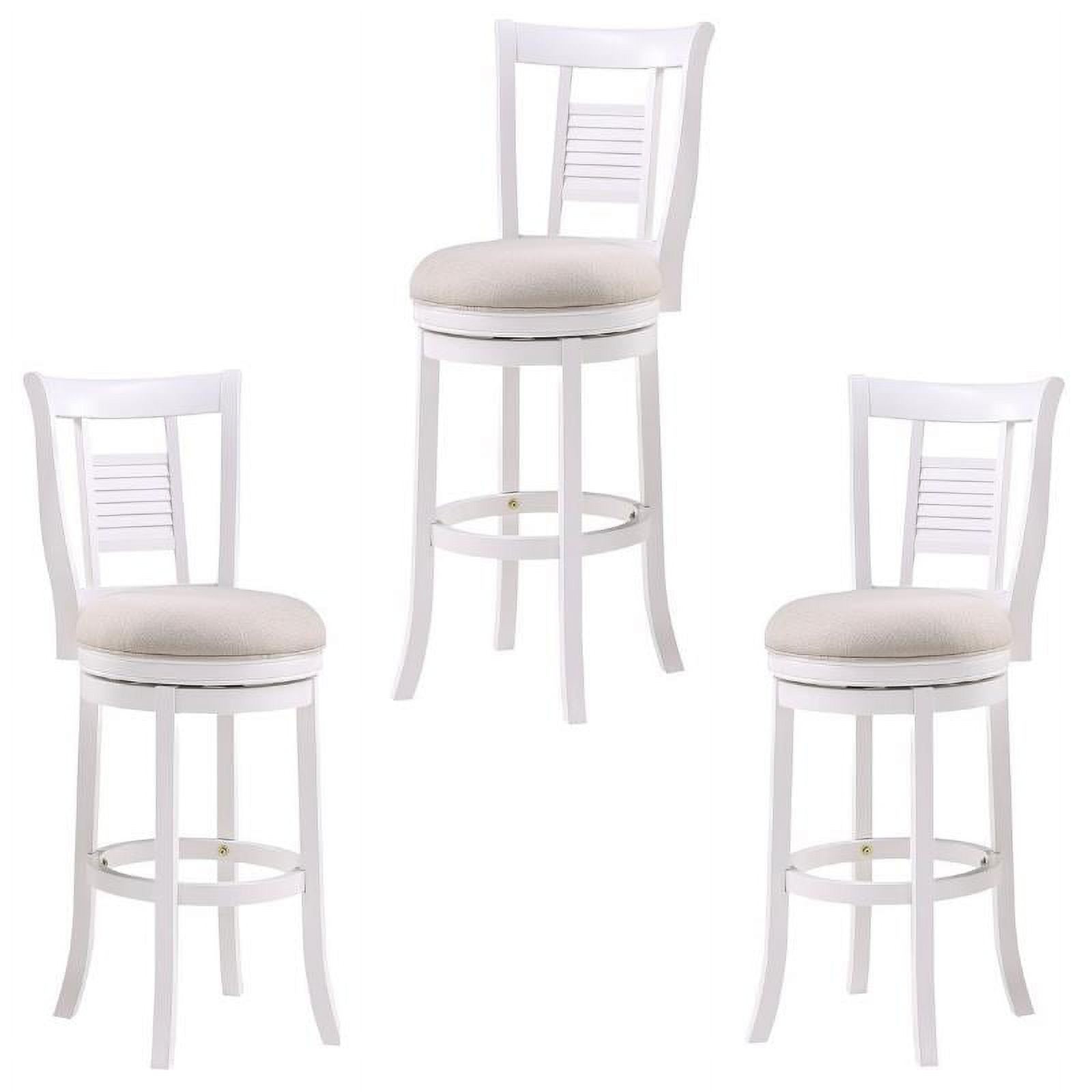 Home Square 3-Piece Grove White Solid Wood Swivel Bar Stools for ...
