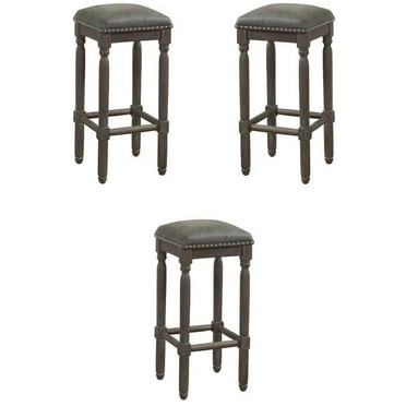 Home Square 40.4" Modern Club Bar Stool with Memory Swivel in Gray ...