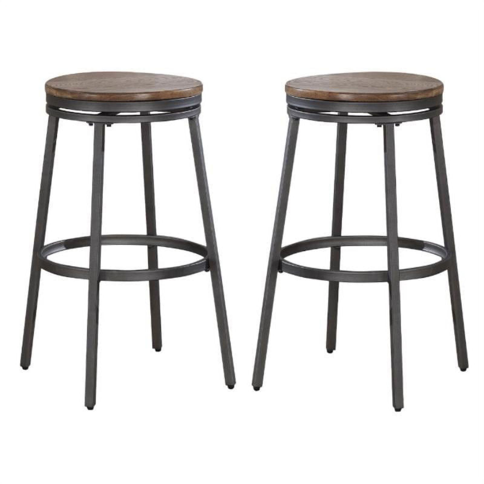 Home Square 30" Backless Bar Stool in Slate Gray and Golden Oak - Set ...