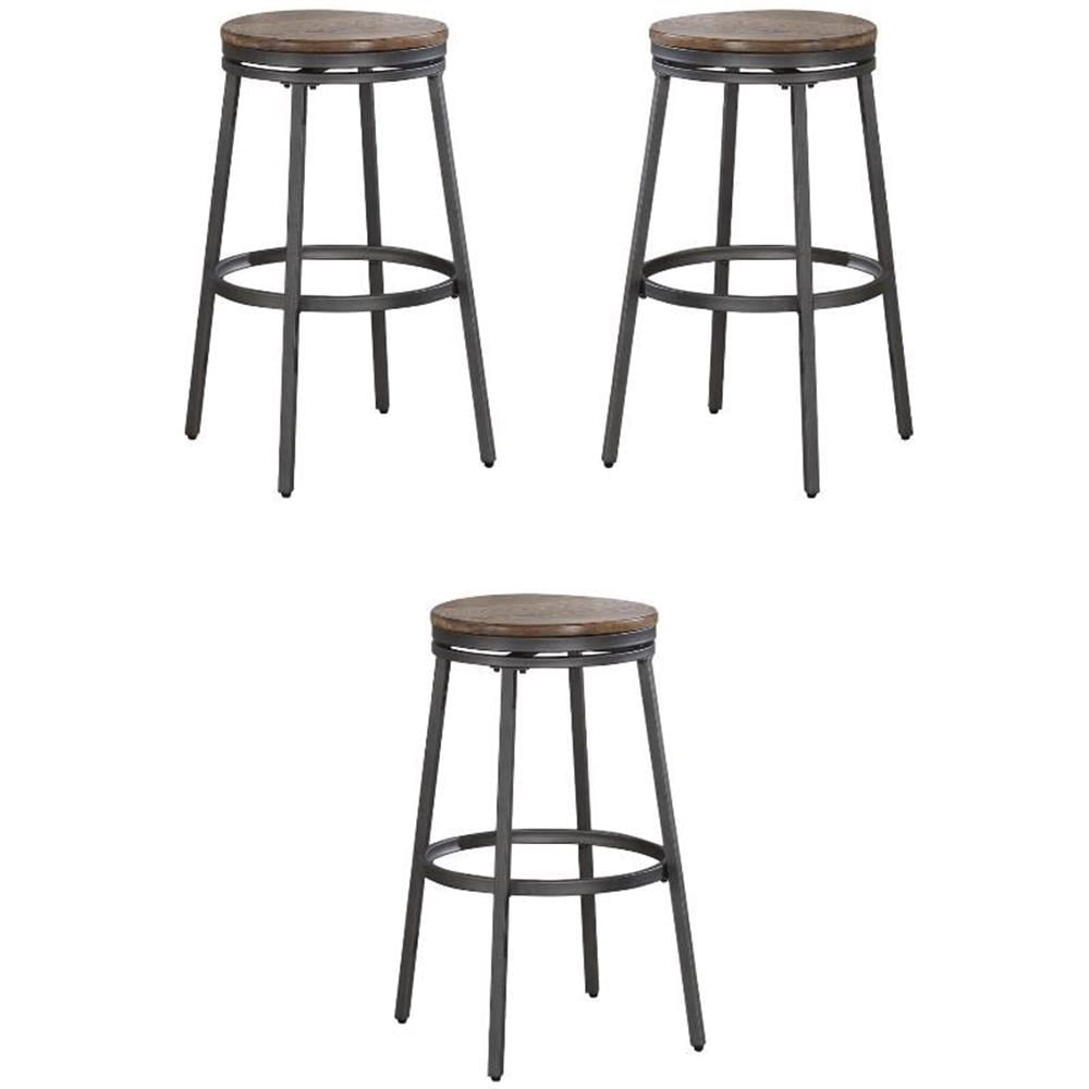 Home Square 30" Backless Bar Stool in Slate Gray and Golden Oak - Set ...