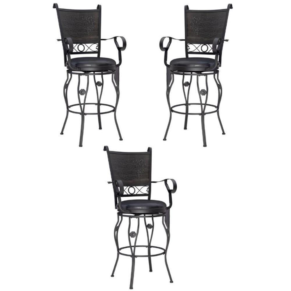 Home Square Set of 3 - 30" High Bar Stools, Big and Tall Metal Design ...