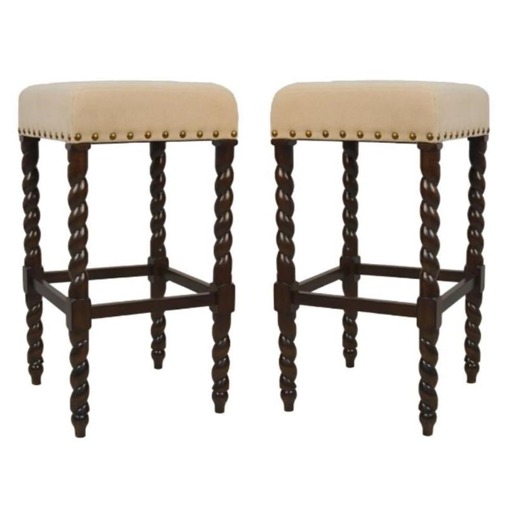 Home Square 30" Linen Bar Stool in Espresso Finish - Set of 2 - Walmart.com