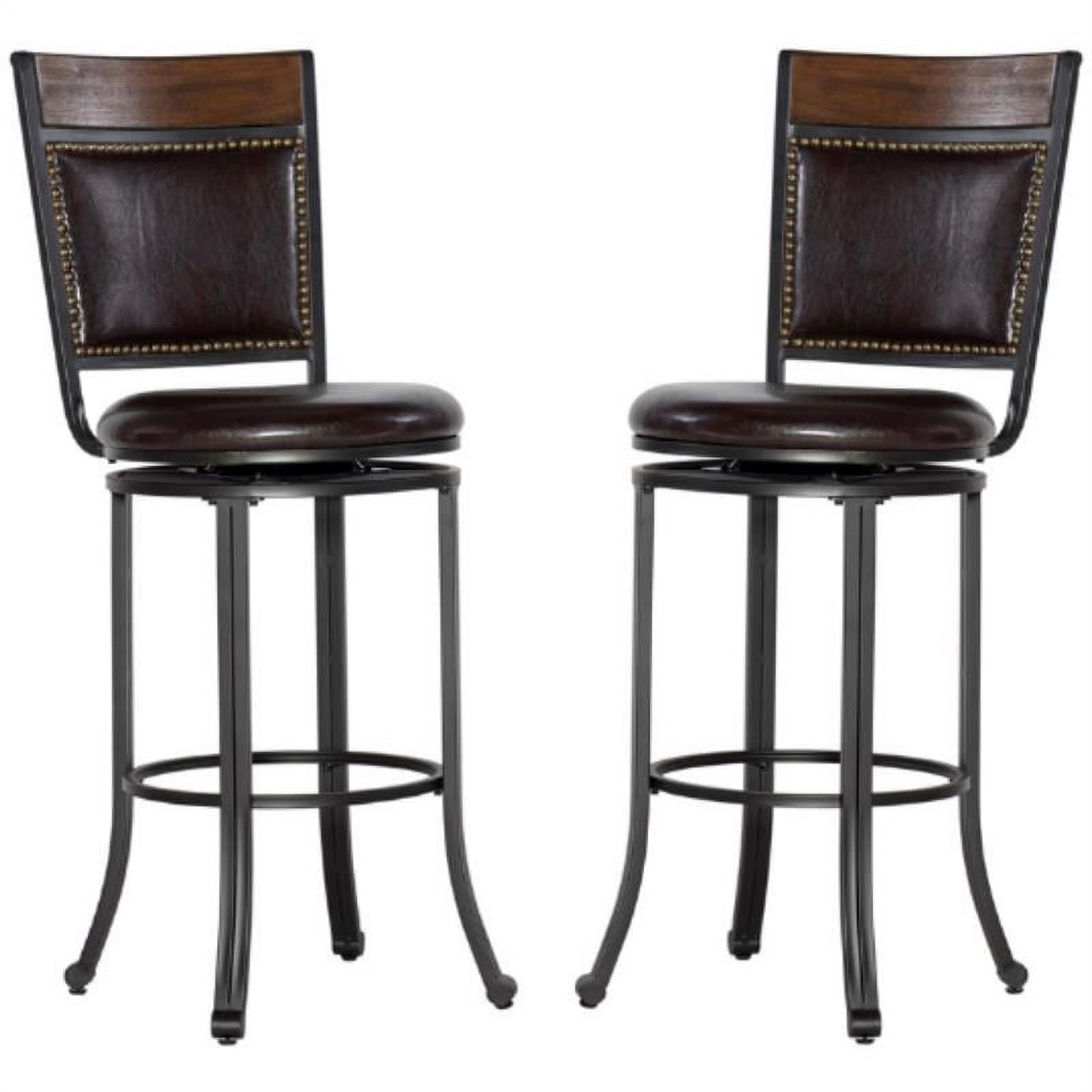 Home Square 30" Metal Swivel Bar Stool in Rustic Umber Brown - Set of 2 ...