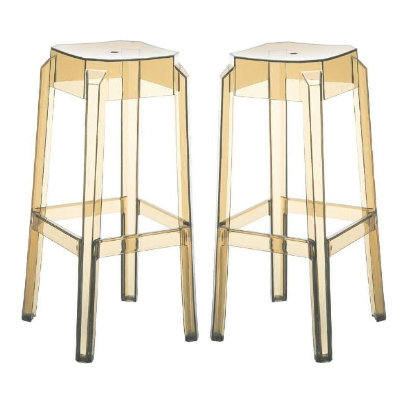 Home Square 30" Polycarbonate Bar Stool in Transparent Amber - Set of 2 ...