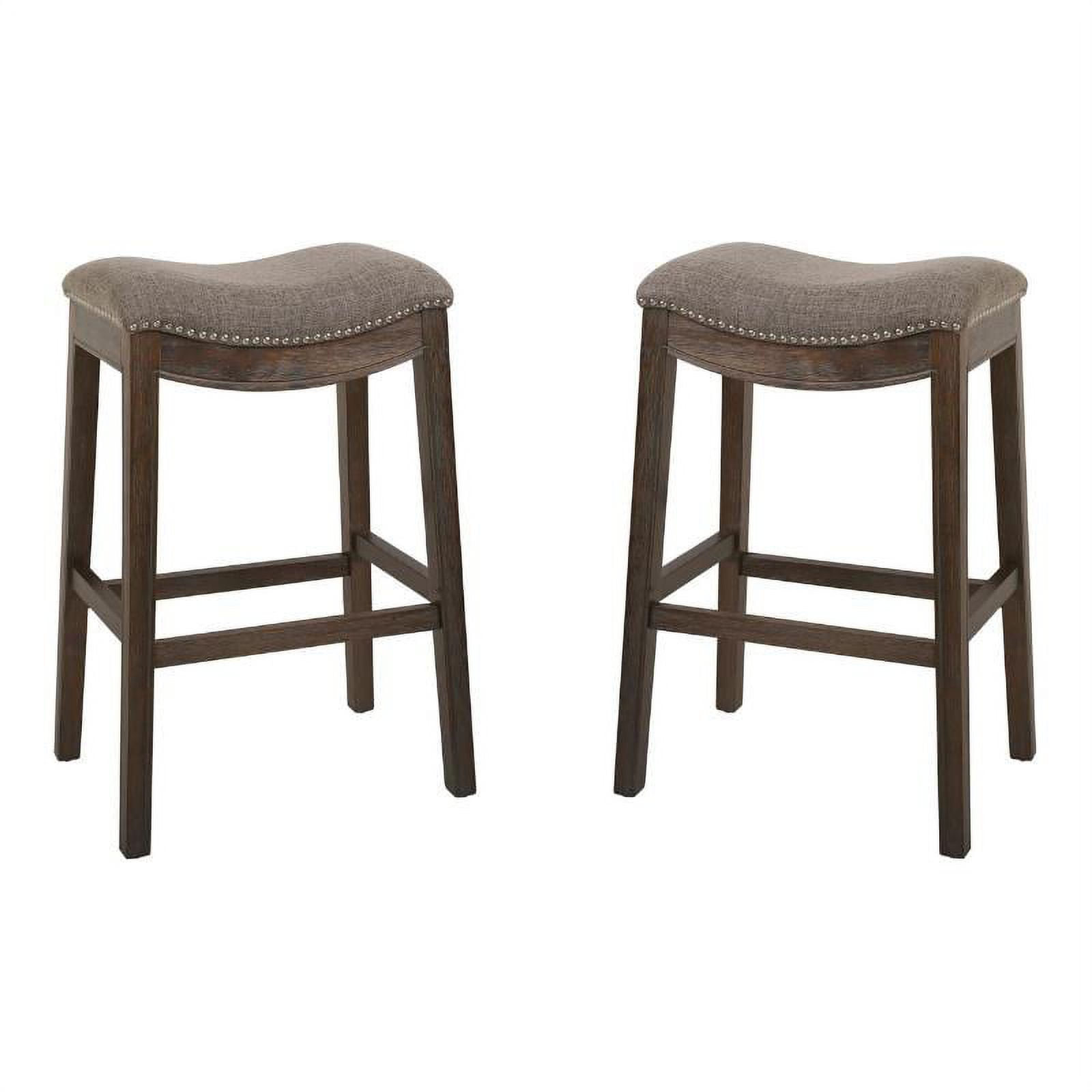 Home Square 30" Saddle Wood Bar Height Stool in Cobble Gray - Set of 2 ...