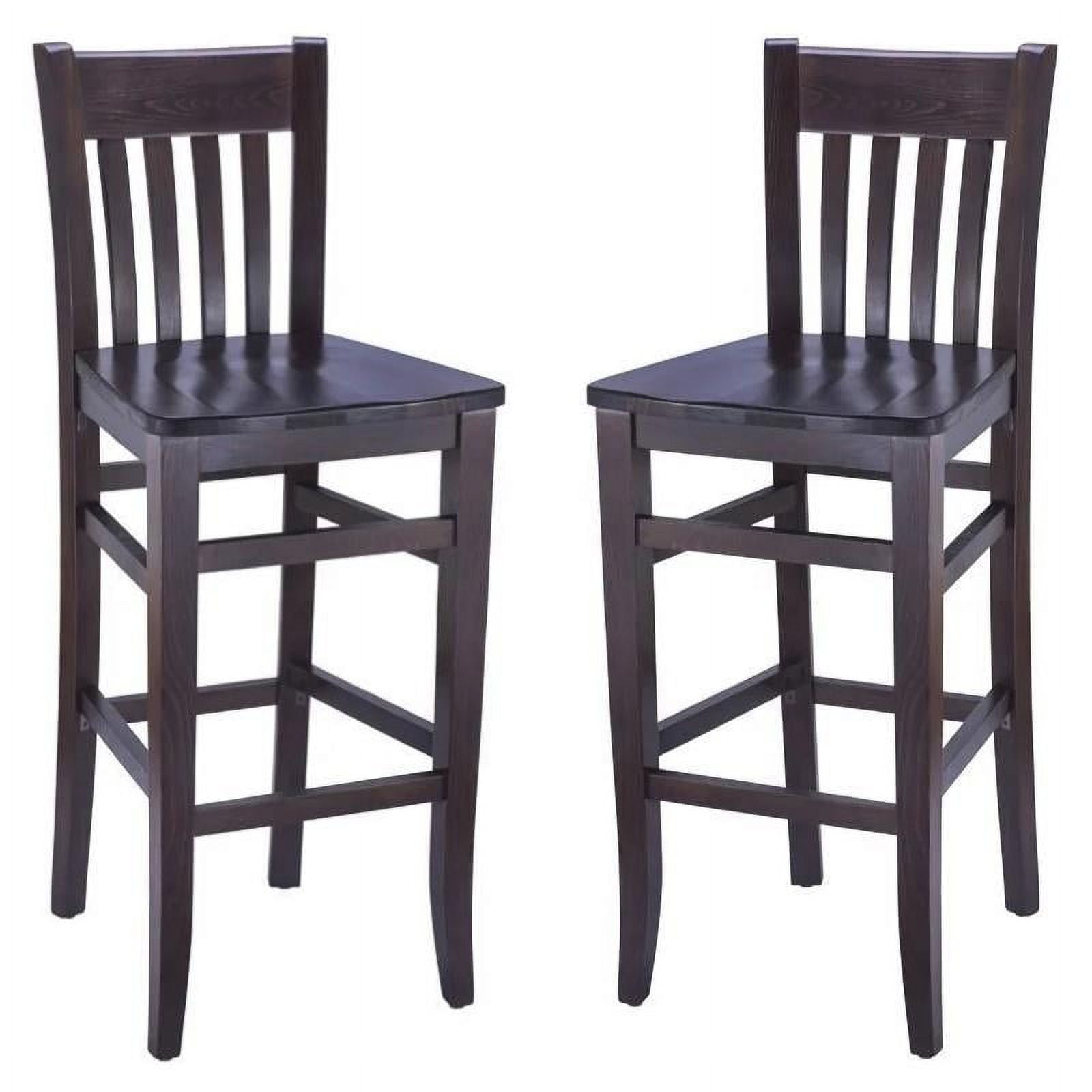 Home Square 30" Slat Back Bar Stool in Walnut - Set of 2 - Walmart.com