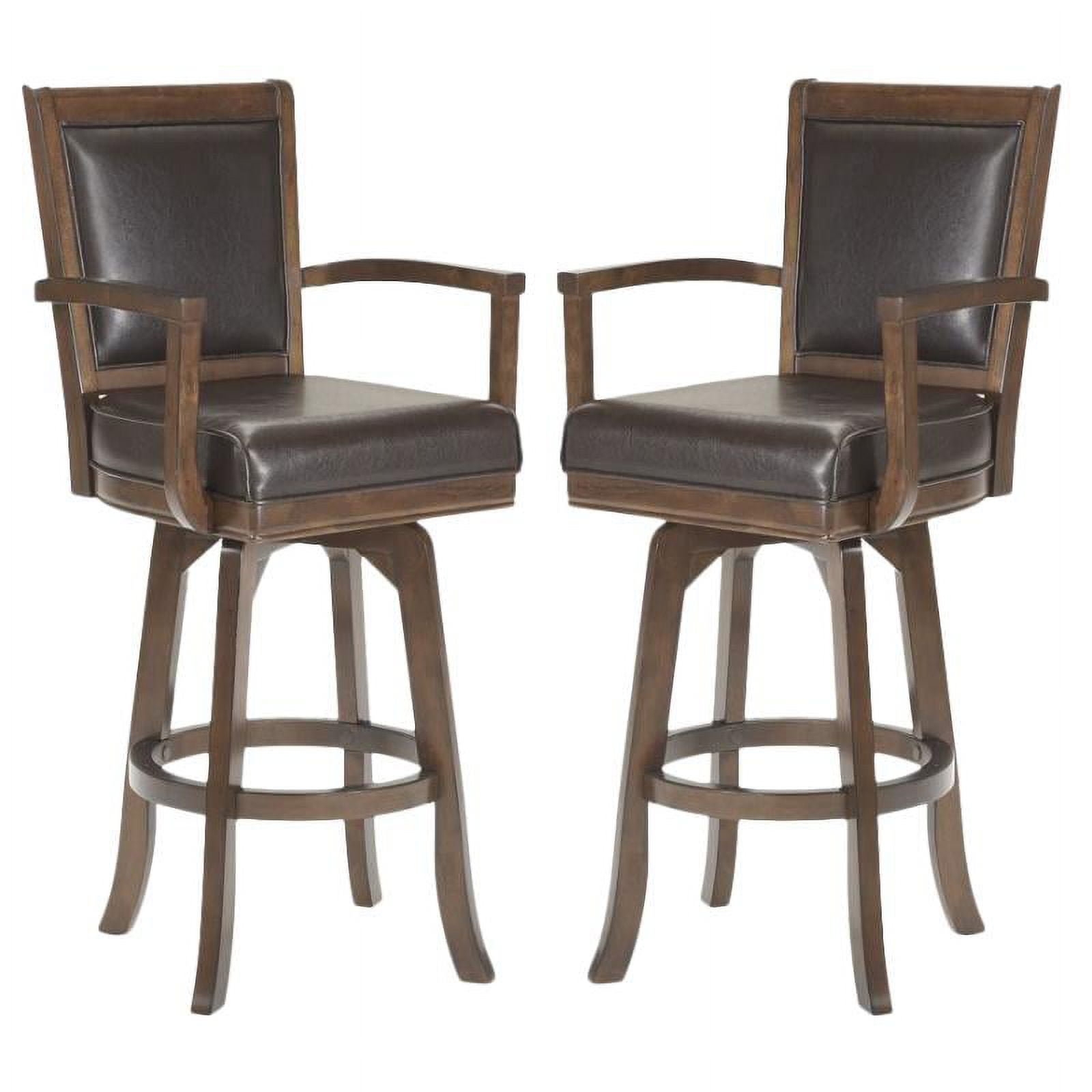 Home Square 30" Swivel Arm Bar Stool in Rich Cherry - Set of 2 ...